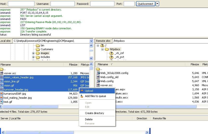 How to upload files on website with filezilla